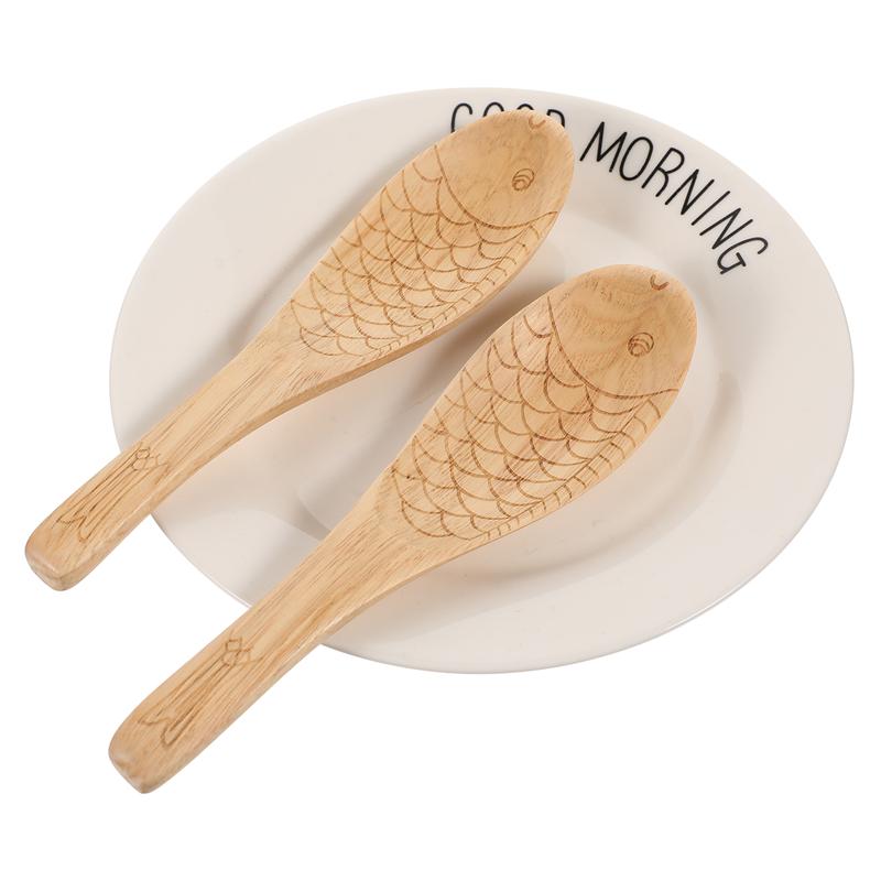 2Pcs Wooden Spoons Fish Pattern Scoop Wood Soup Sp... – Vicedeal