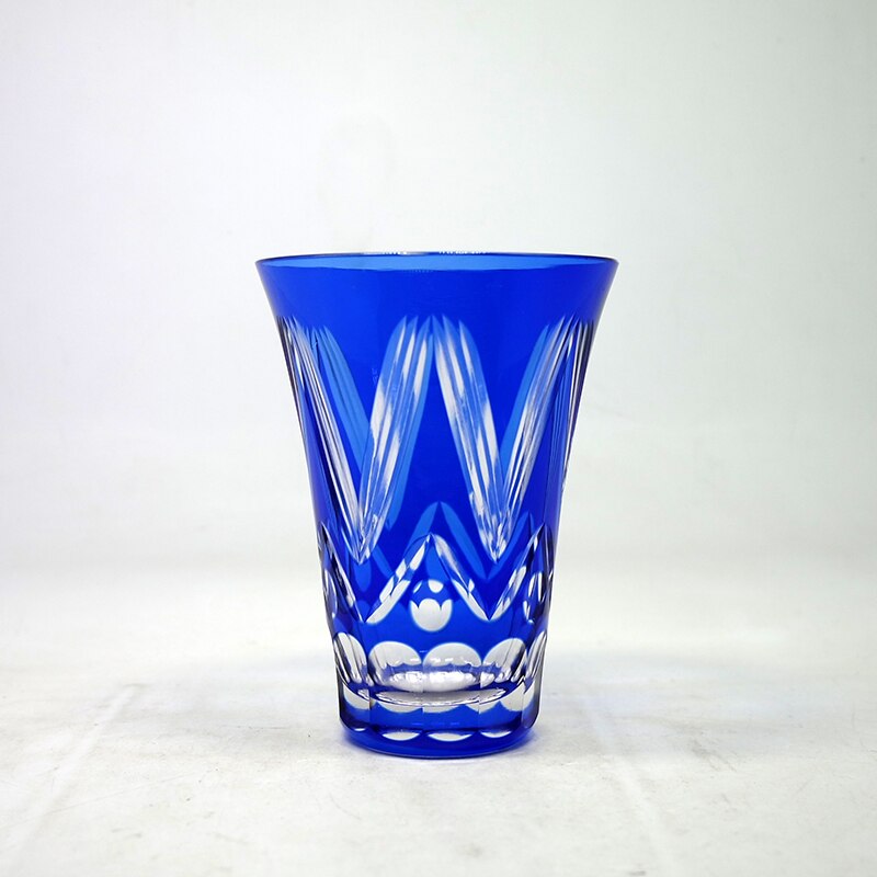 Popular Hand Cut Glass Cup Blue Wine Juice Glass C... – Grandado