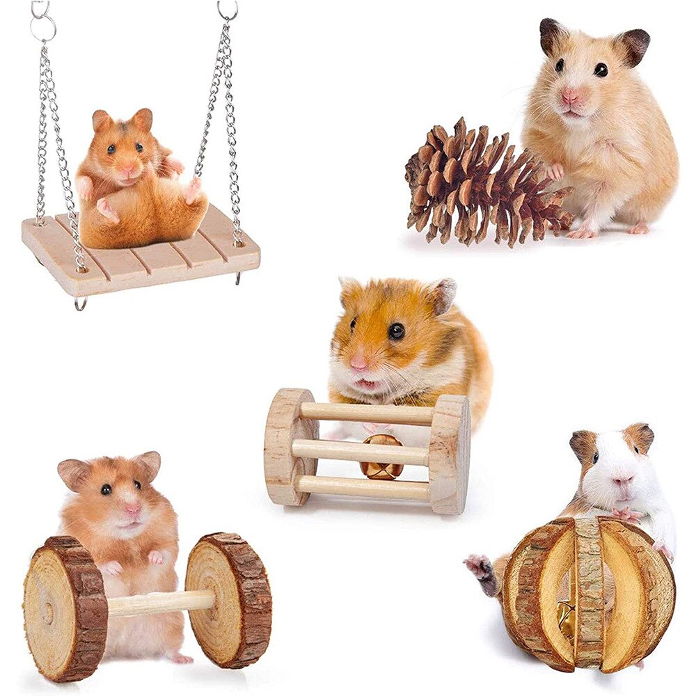 12/10Pcs Hamster Wooden Set Toys Small Animal Gerb... – Grandado