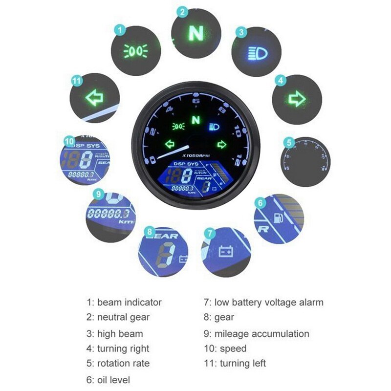 Instrument de moto LCD moto odomètre tachymètre co... – Grandado