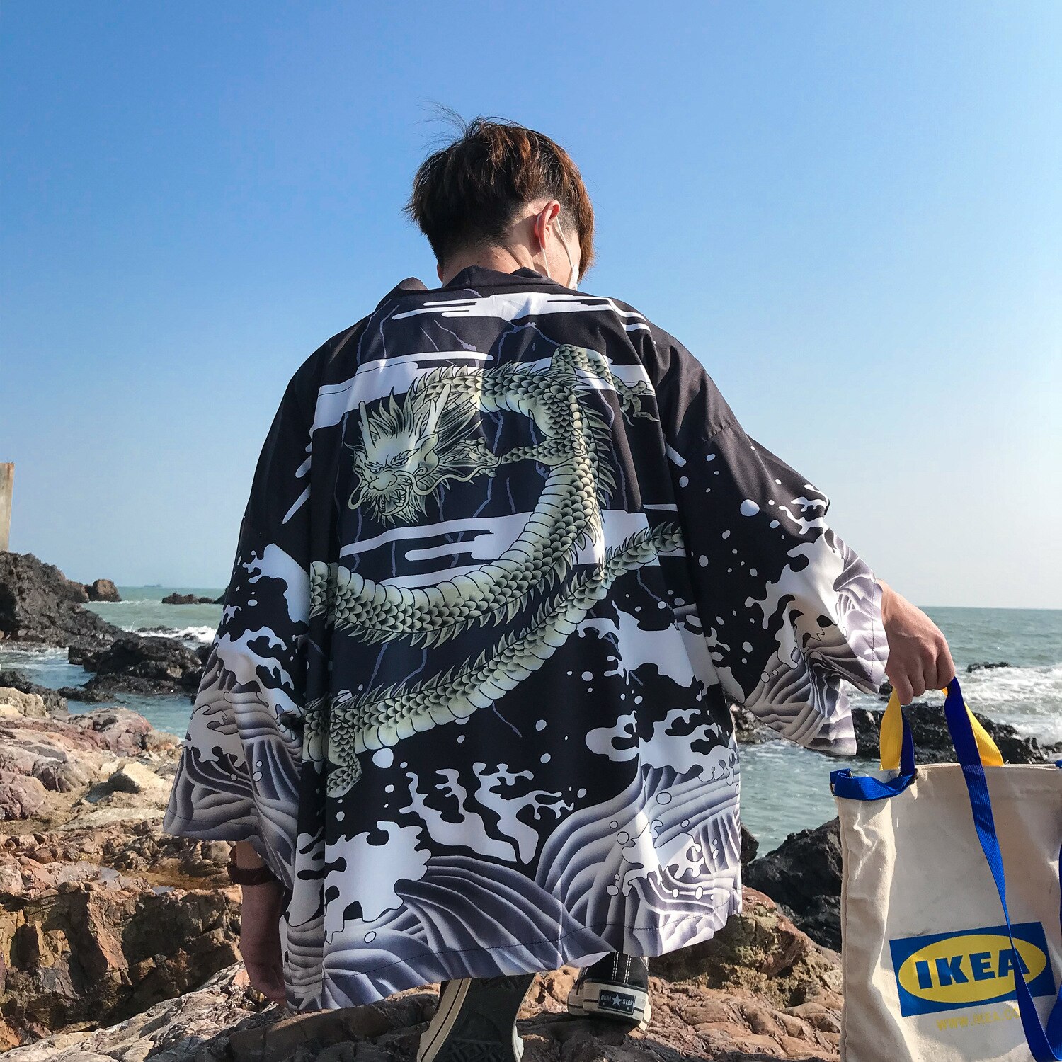 Print Dragon Mannen En Vrouwen Kimono Yukata Haori... – Vicedeal