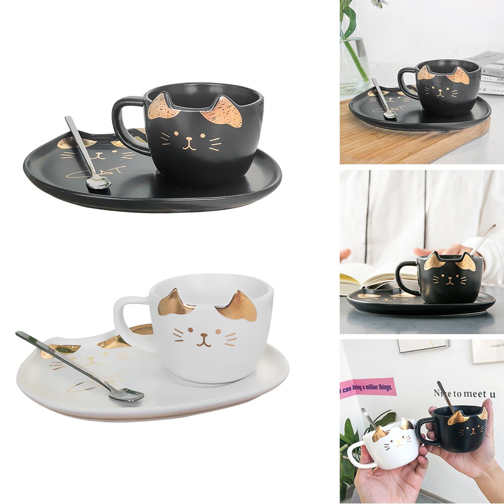 Cute Cat Ceramics Coffee Mug Set Handgrip Animal M... – Grandado