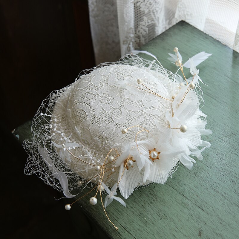 French Retro Gauze Flower Billycock Studio Wedding... – Grandado