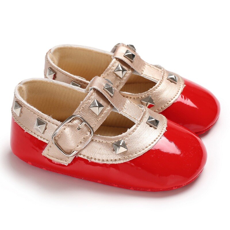 Autumn Red Baby Girl Soft Soled Mirror PU Shoes In... – Vicedeal