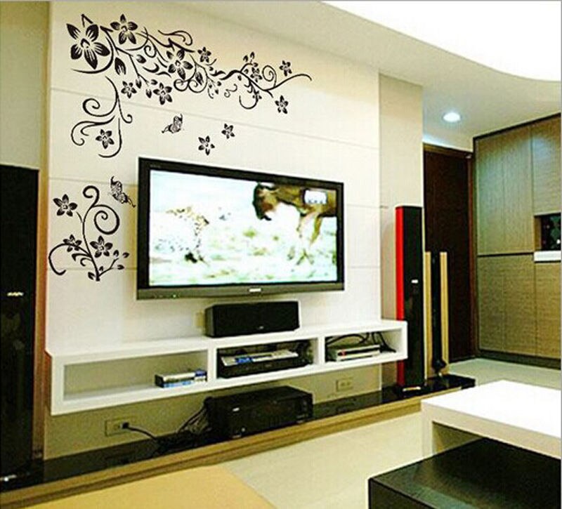 Black Flower Vine Wall stickers home decor large p... – Grandado