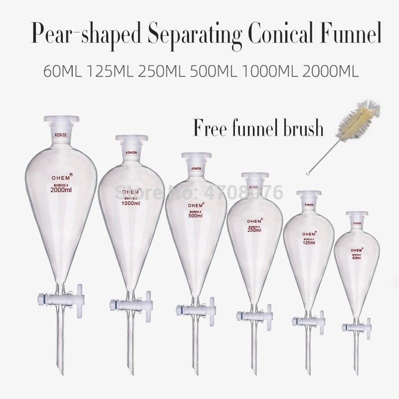 Embudo cónico separador en forma de pera con tapón... – Grandado