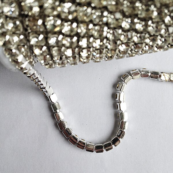 Silver base strass ketting clear crystal SS6 om SS... – Grandado