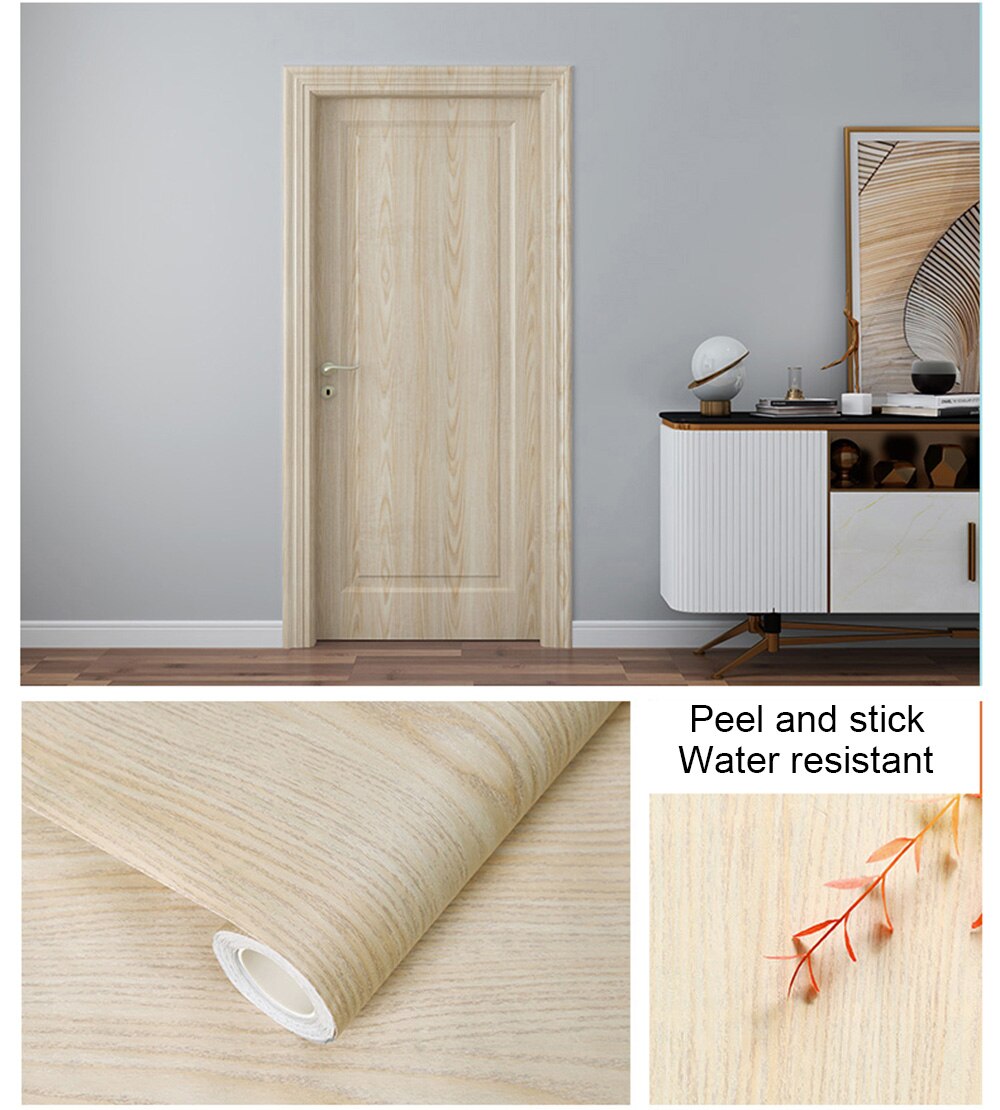 Self Adhesive Vinyl Light Oak Wood Wallpaper Conta... – Grandado