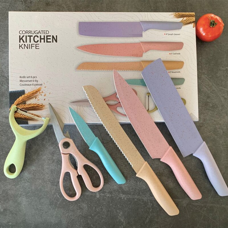MetosiLife Colorful Kitchen Knives Set of 6 Pieces... – Grandado