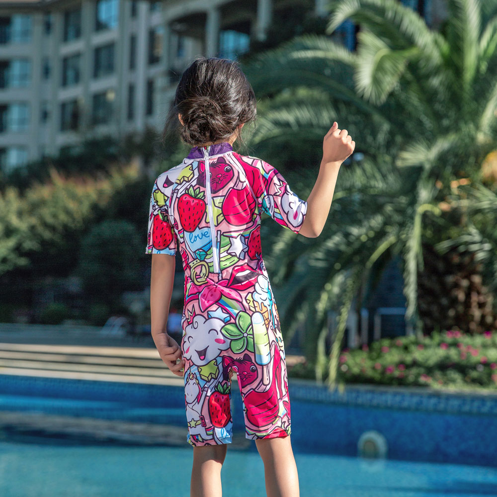 Kids Girls One Piece Water Sports Sun Protection R... – Grandado
