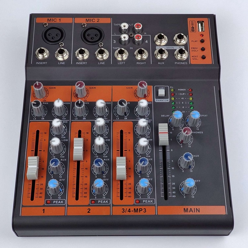 Mixing Console 4 Channel Digital Mic Line o Mixer ... – Grandado