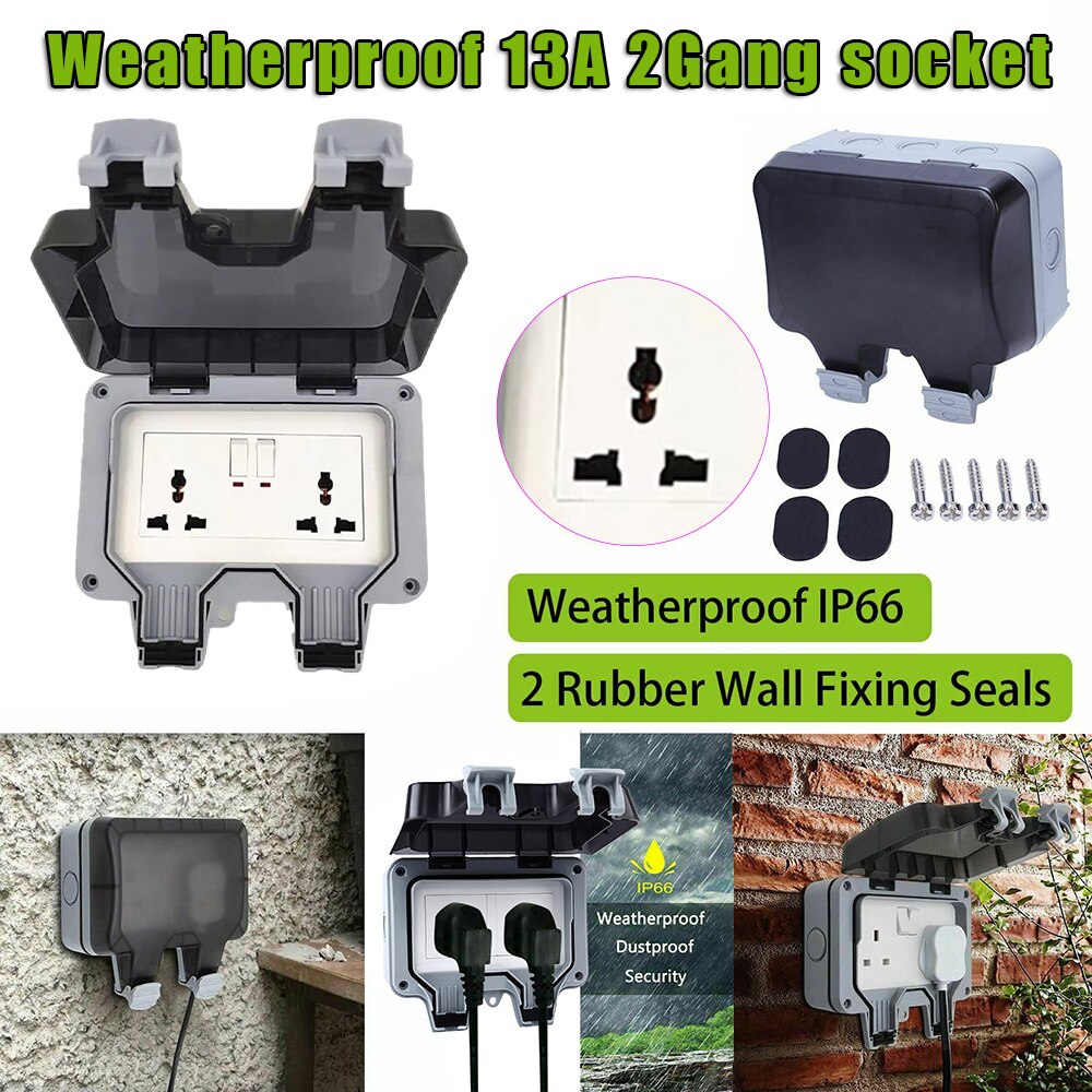 Weatherproof 2 Gang Socket Multi Functional Six Ho... – Grandado