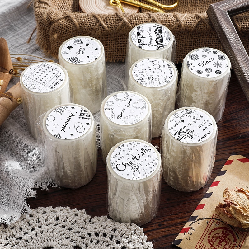 Transparent lacewashi tejp retro växt blomma vit s... – Grandado