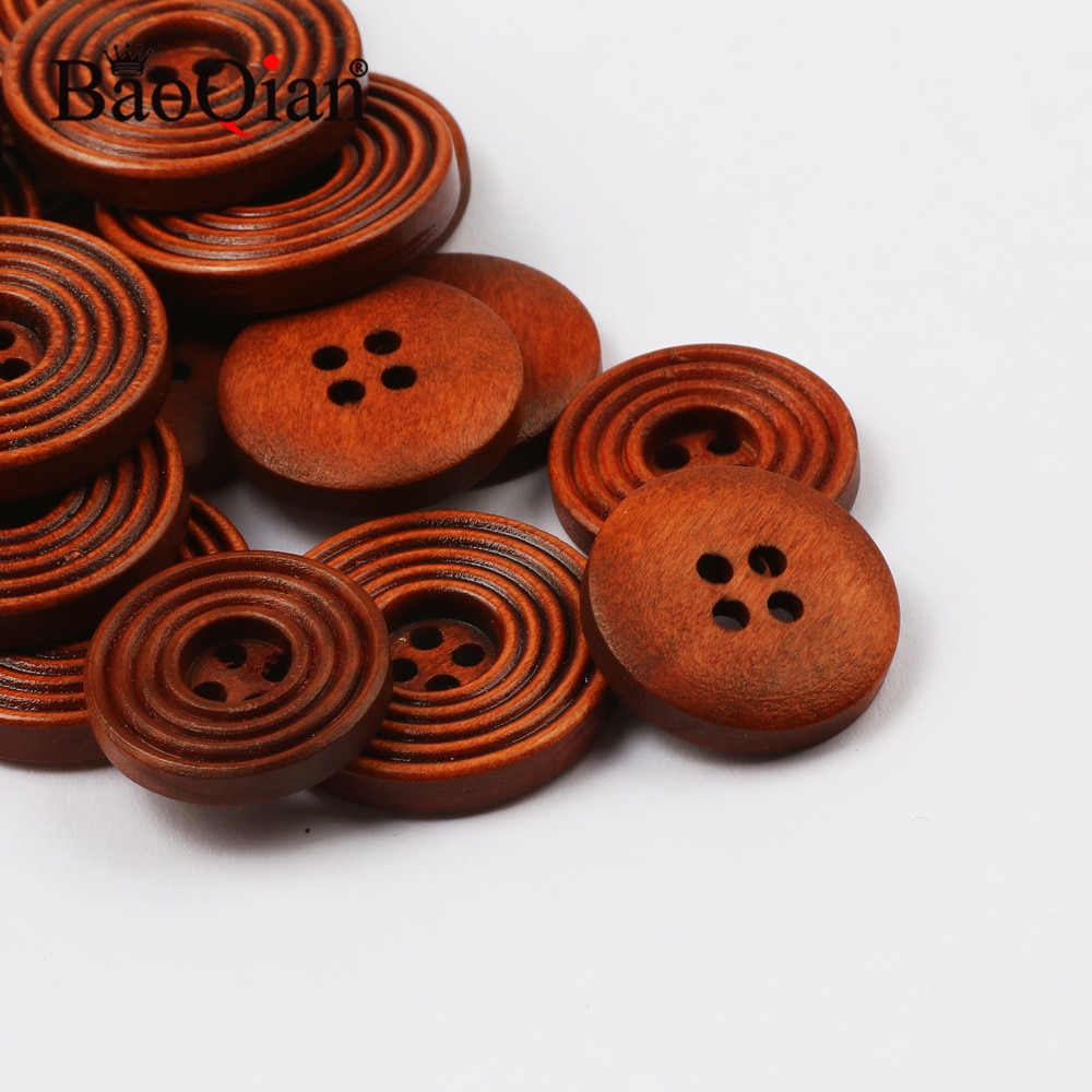 21/25mm 4 Hole Round Natural Wooden Buttons For Ha... – Grandado
