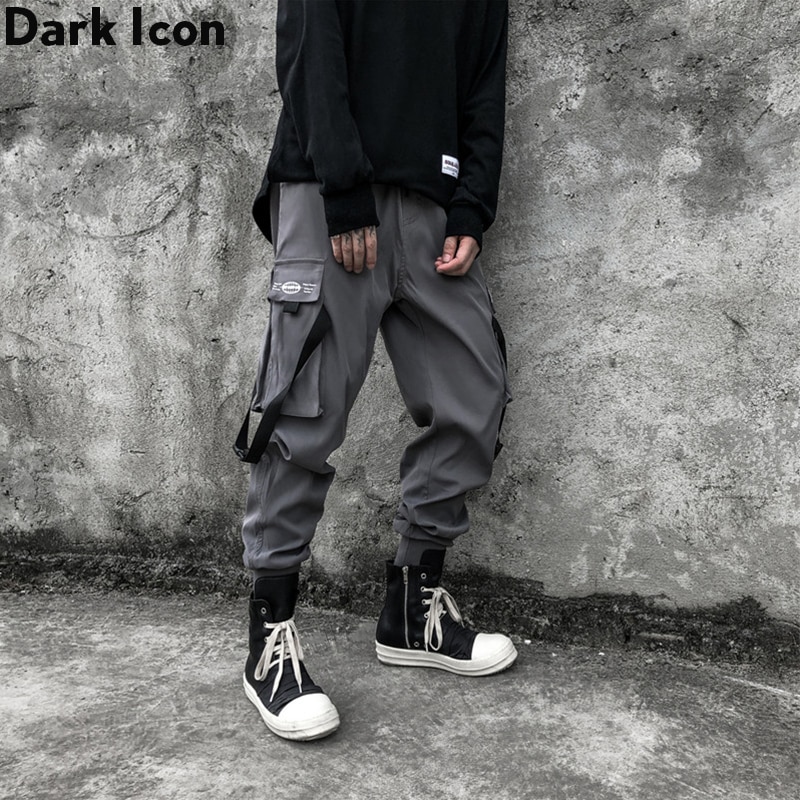Dark Icoon Zijzakken Lint Hip Hop Broek Mannen Ela... – Grandado