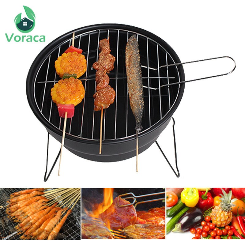 Mini Portable Round Foldable BBQ Grill for Outdoor... – Vicedeal