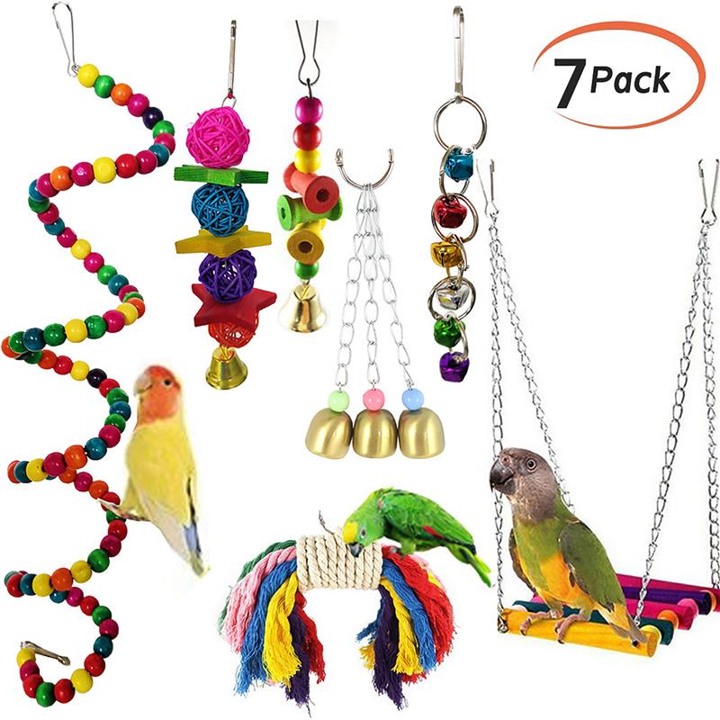 7 Stks/set Papegaai Vogels Speelgoed Kit Swing Opk... – Grandado