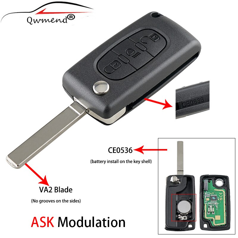 QWMEND 3 Buttons Smart Car Key for Citroen C2 C3 C... – Grandado