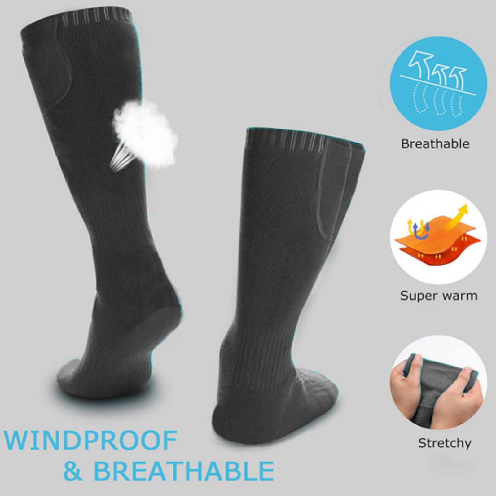 Electric Heated Socks Heating Sock Breathable Comf... – Grandado