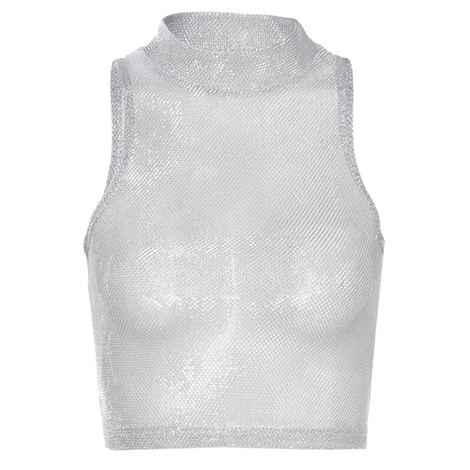 iiniim Women Shiny See-through Cropped Thank Top S... – Grandado
