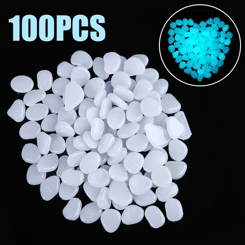 100Pcs White Luminous Pebble Glow Stones Glow In T... – Grandado