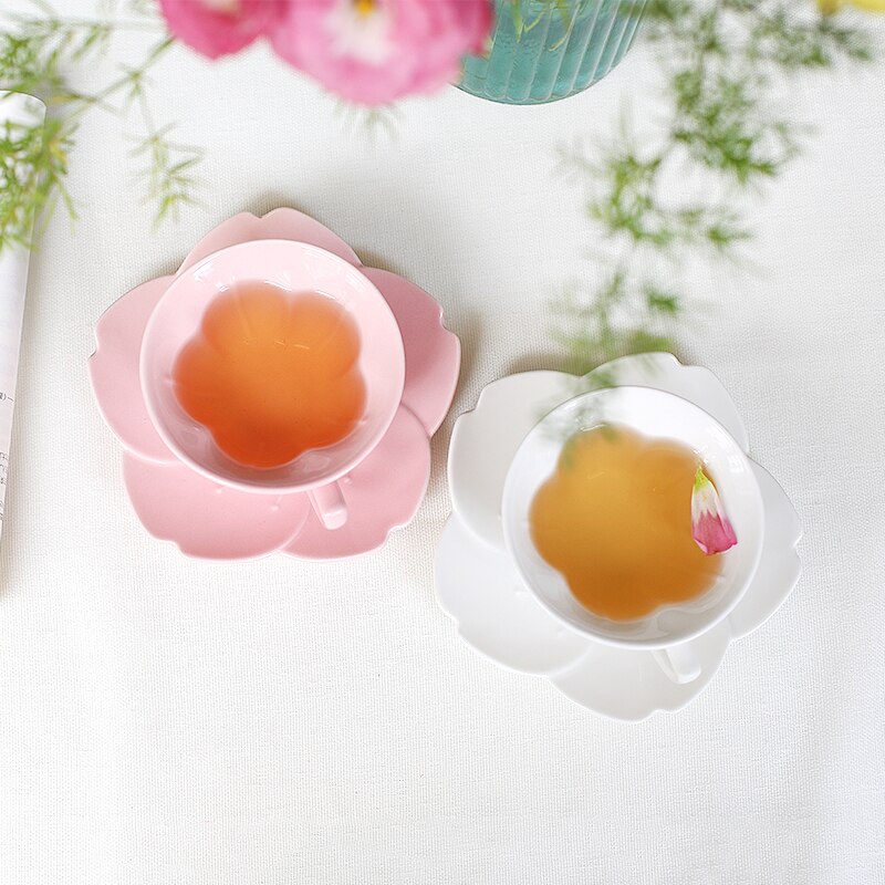 Luxury Coffee Set Ceramic Sakura Shaped Afternoon ... – Grandado