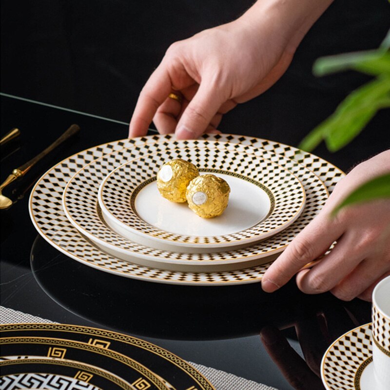 Nordic Bone China Plates Dinner Kitchen Supplies D... – Vicedeal