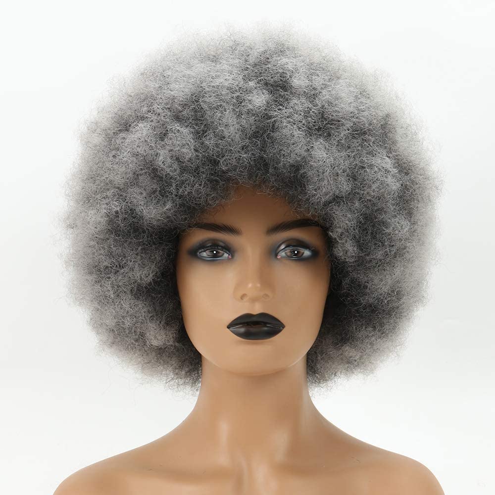 Synthetic Afro Kinky Curly Wig for Women Black 70s... – Vicedeal