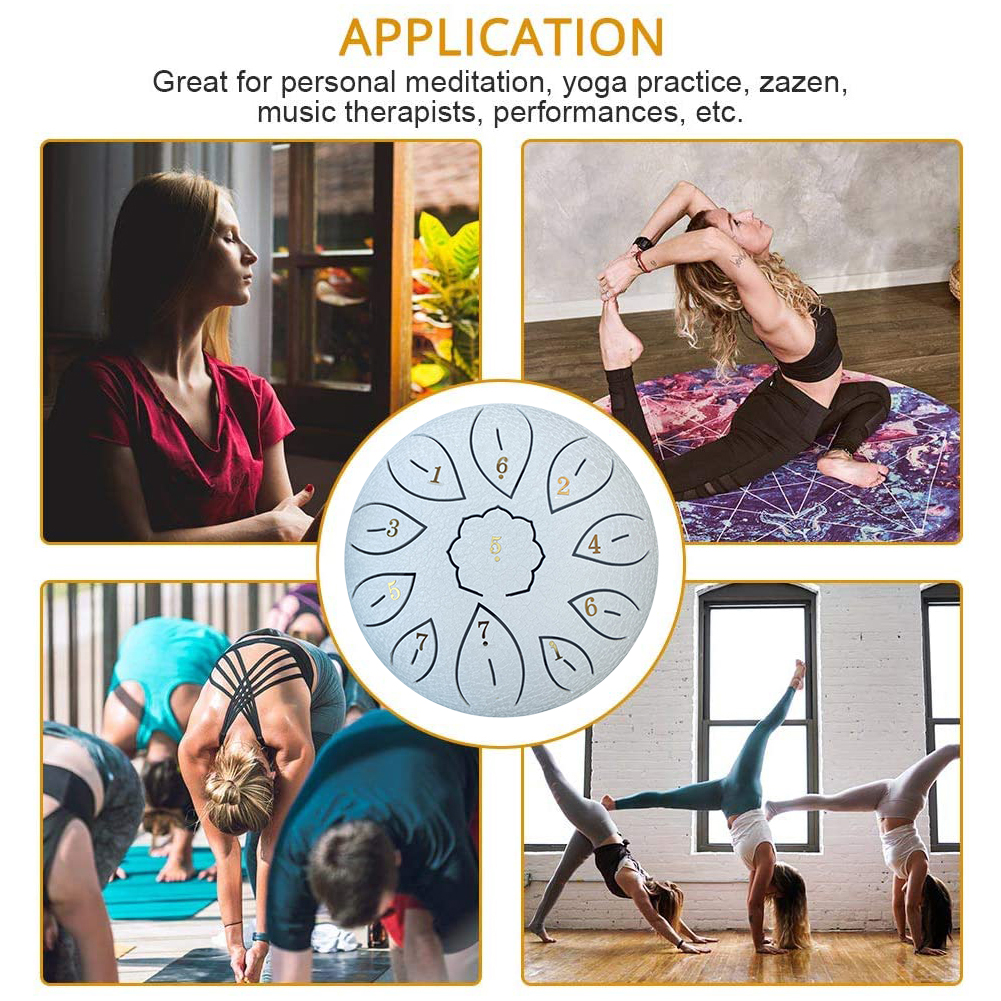 Steel Tongue Drum 6 inch 11 tone Drum Handheld Tan... – Grandado