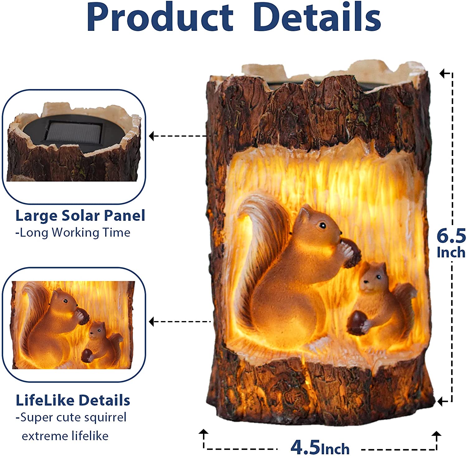 Solar outdoor waterproof squirrel tree stump decor... – Grandado