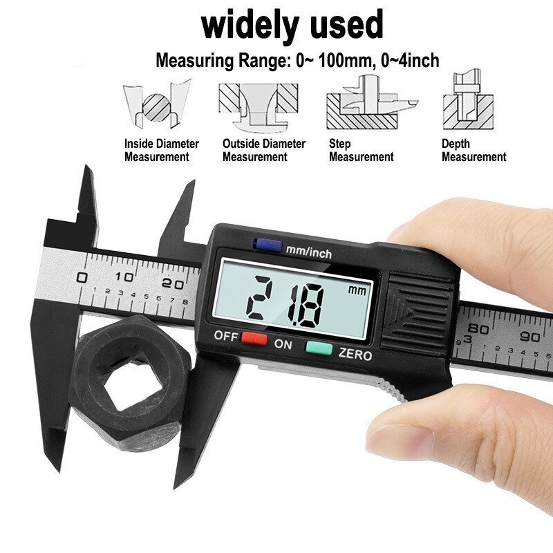100mm 6 inch LCD Digital Electronic Plastic Vernier Caliper Gauge Auto ...