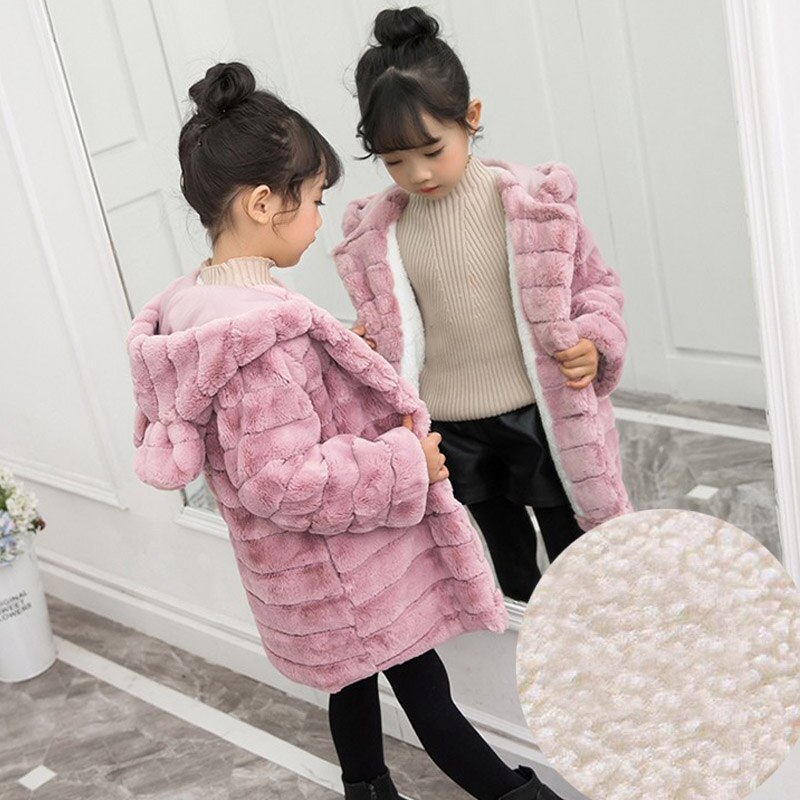 Girl's Winter Imitation Fur Coat Girls Thick Fluff... – Grandado
