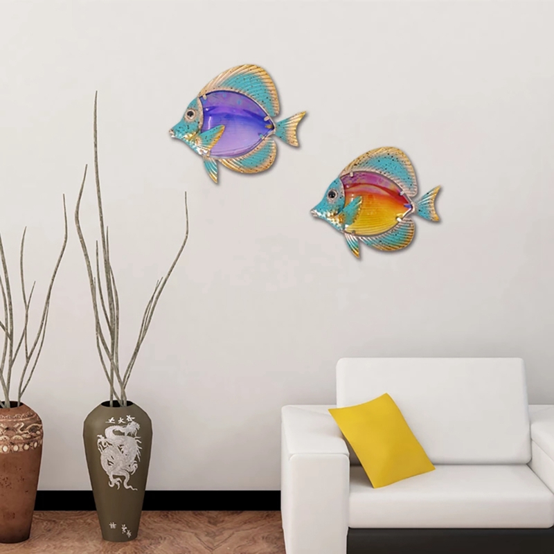 1 Set of 2 Metal Fish Wall Art for Home and Garden... – Grandado