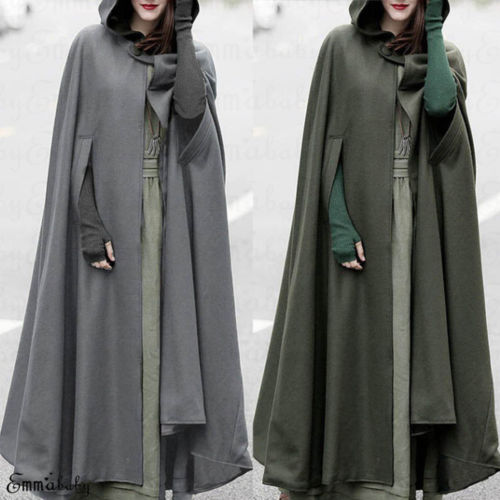 Womens Long Cape Cloak Hooded Wool Blend Coat Slee... – Grandado