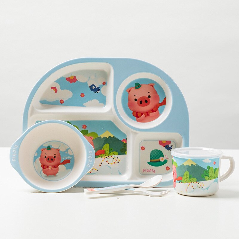 Cute Pig 5 Set Healthy Children's Cutlery Set Bamb... – Vicedeal