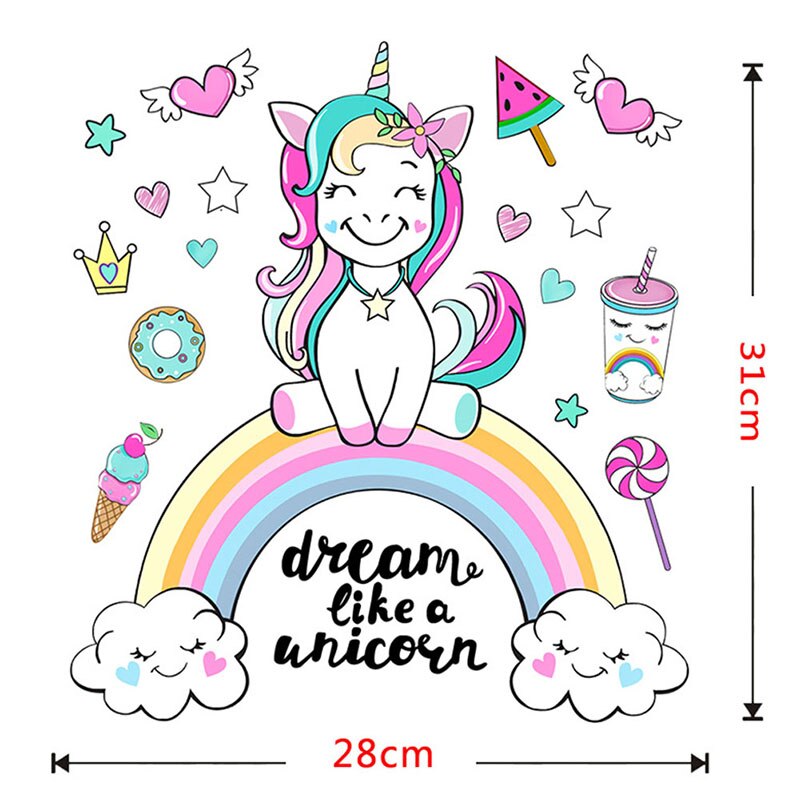 Colorful Unicorn Rainbow Wall Stickers Dream Like ... – Grandado