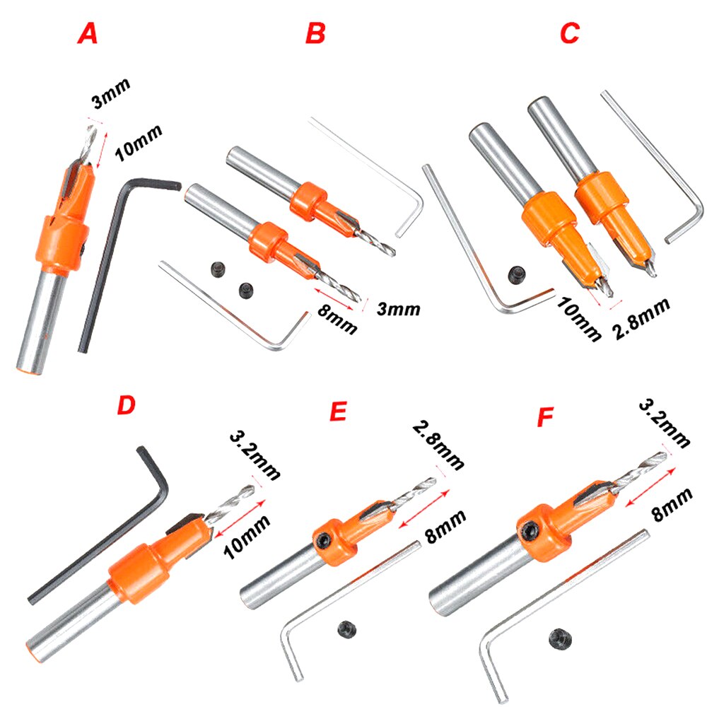 6PCS Countersink Drill Bit Set Screw Woodworking C... – Grandado