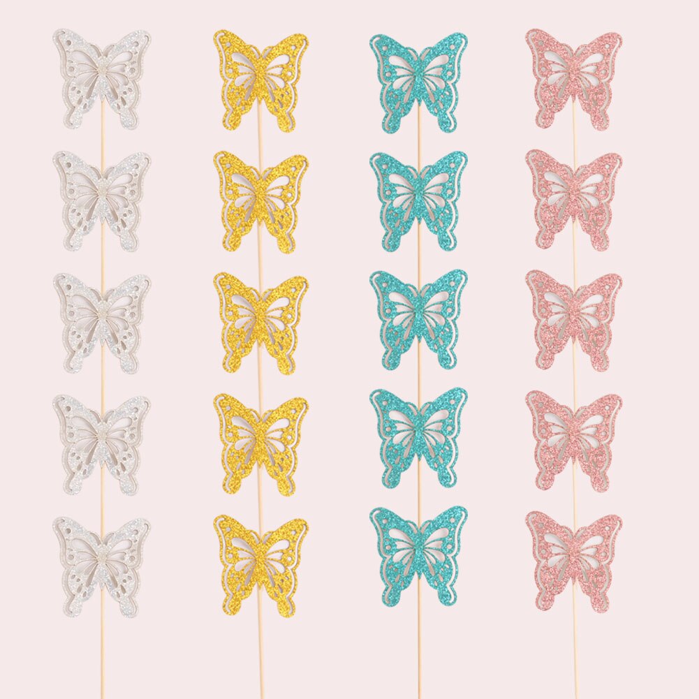 20Pcs Gold Butterfly Cupcake Topper Wedding Party ... – Grandado