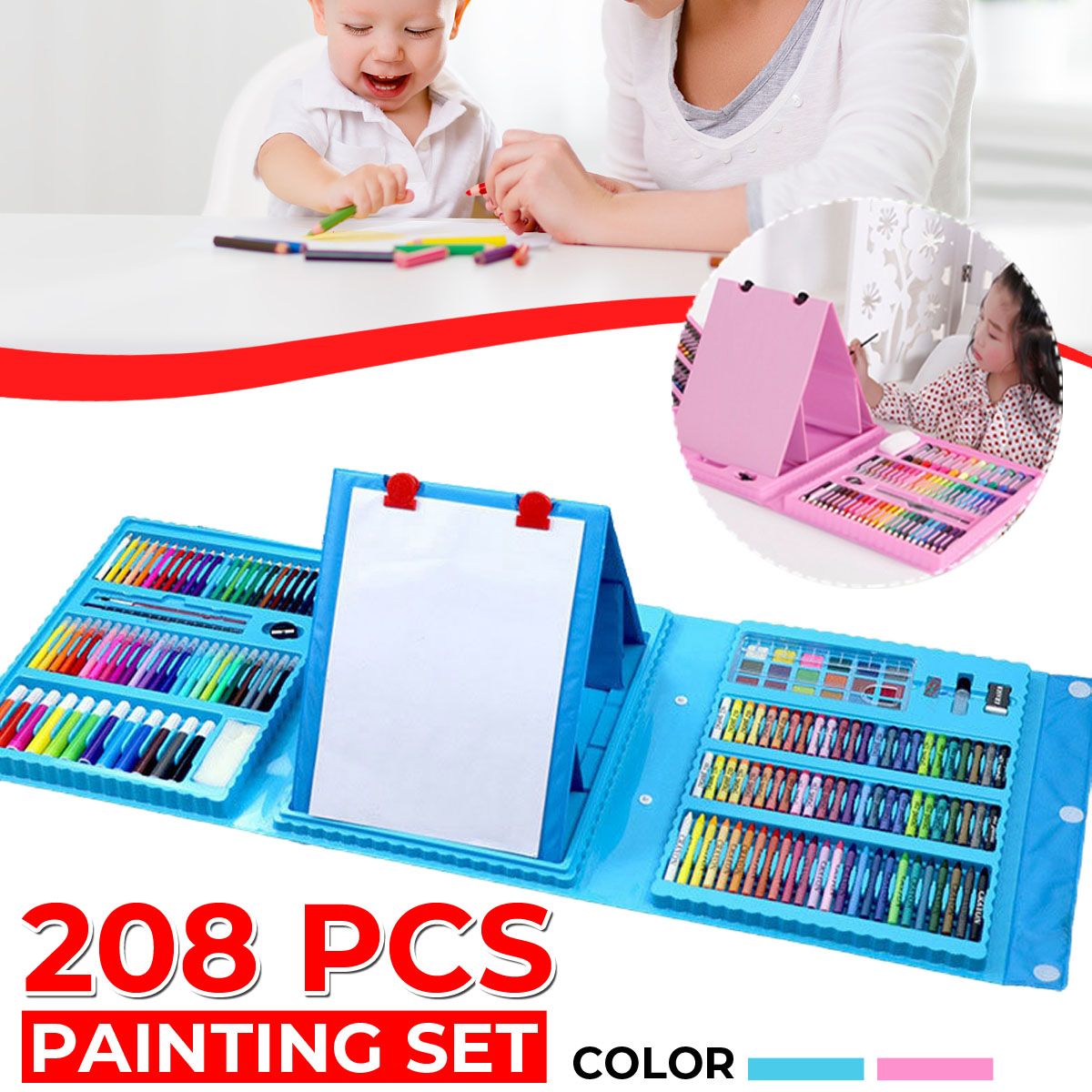 Kids Painting Art Set 208pcs Drawing Tools Colored... – Vicedeal