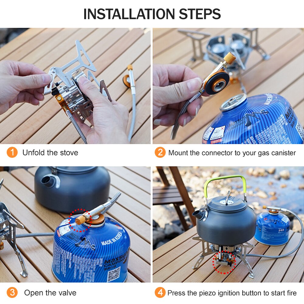 5800W Foldable Camping Gas Stove 3 Burners Piezo I... – Grandado