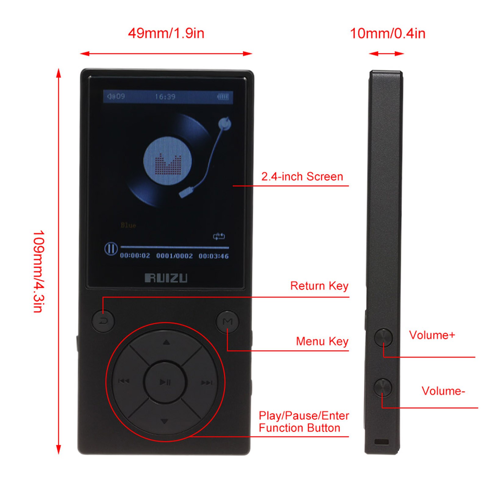 RUIZU D11 8GB MP3 MP4 Player BT Musik Player FM Ra... – Grandado