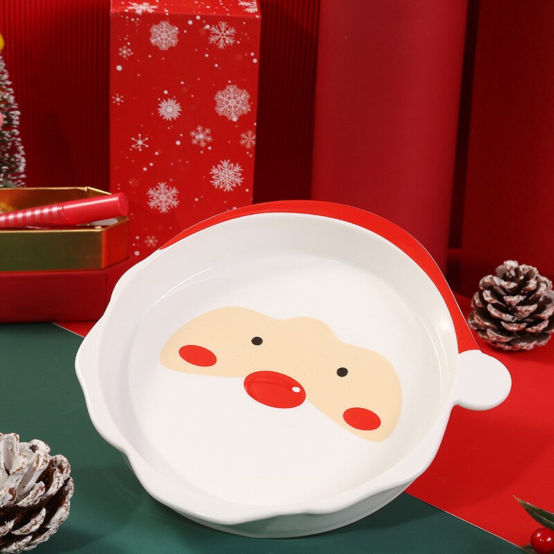 Christmas Dinner Plate Cartoon Santa Claus Food Di... – Grandado
