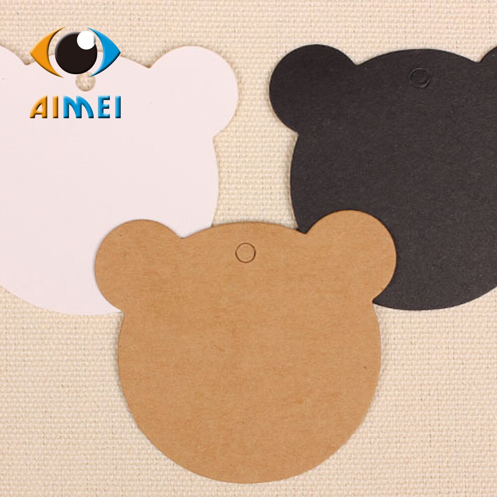 100pcs Bear head blank kraft paper tags for name p... – Grandado