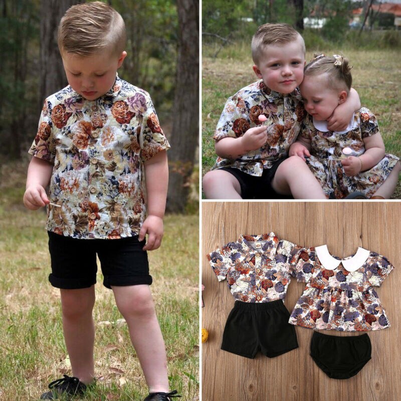 Sister Brother Matching Set Kids Baby Boy Girl Flo... – Grandado