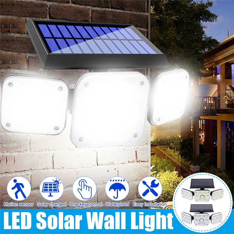 138LED Solar Licht Dual Head Solar Lamp Pir Bewegi... – Grandado