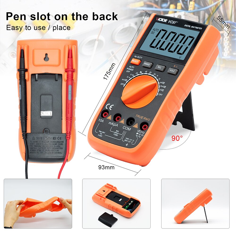 RuoShui 97+ Multimeter True RMS AC DC Voltmeter Am... – Grandado