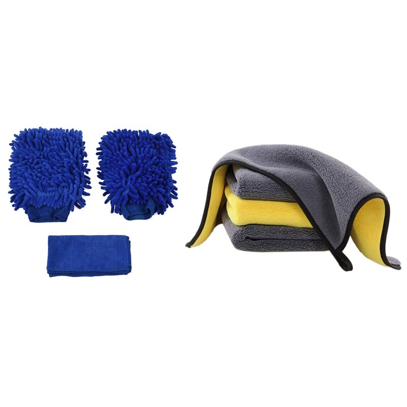 2 par premium fiber + chenille bilvask med polerin... – Grandado
