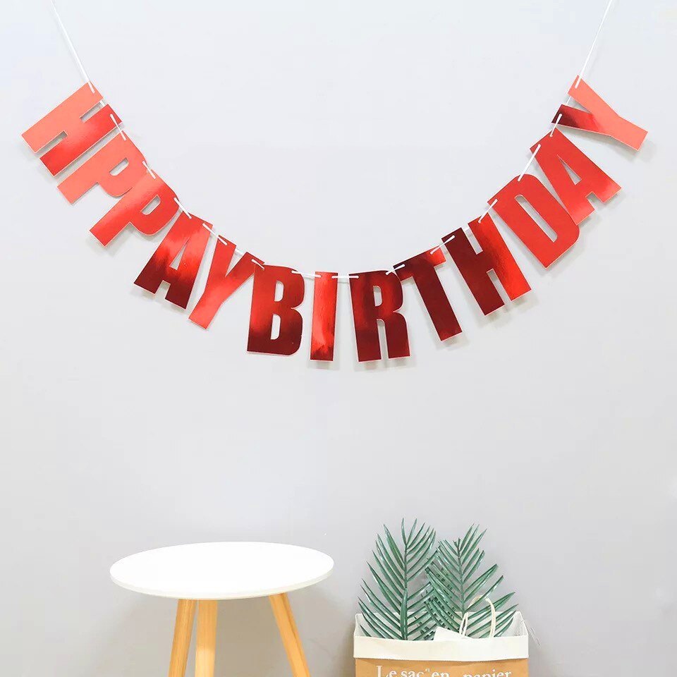 Happy Birthday Banner Bunting paper Birthday Party... – Vicedeal