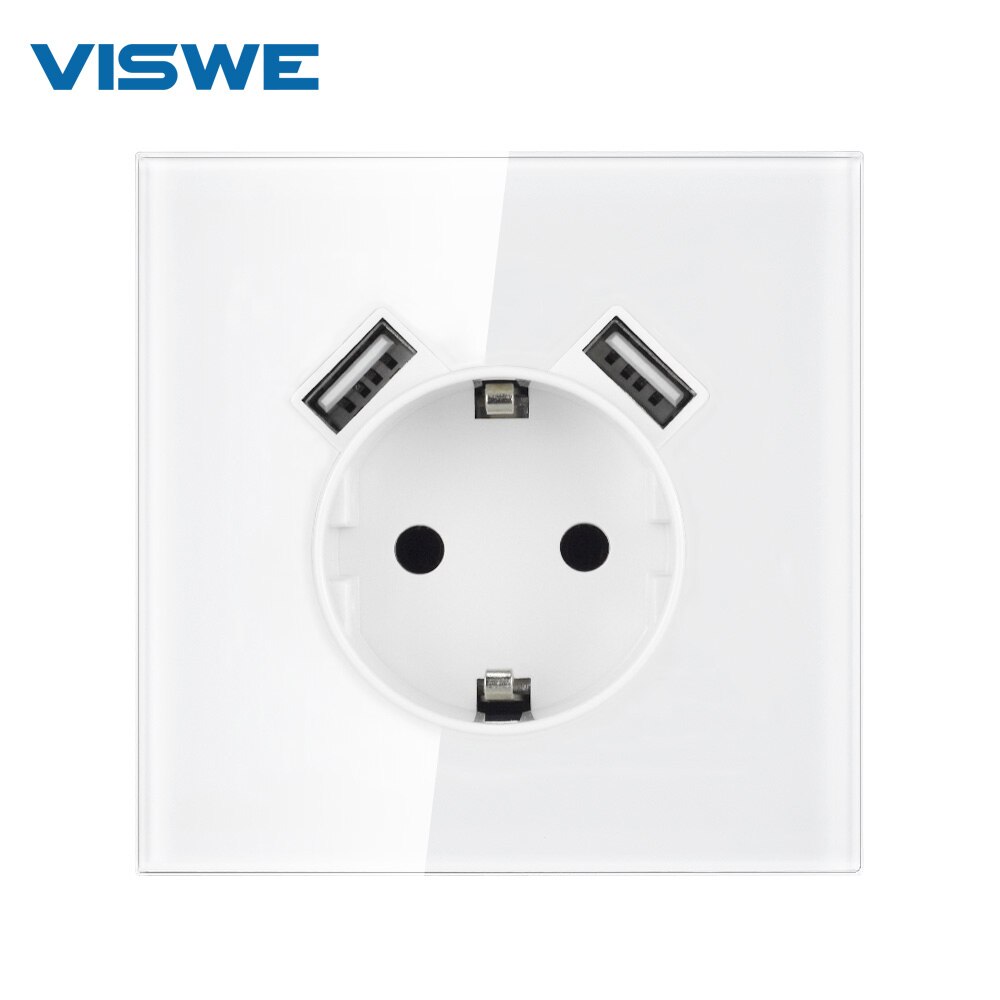 VISWE White Crystal Glass Panel 2A Dual USB Port W... – Vicedeal