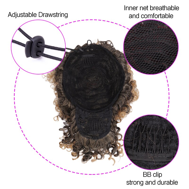 PAGEUP-moño de pelo sintético Afro para mujeres ne... – Grandado